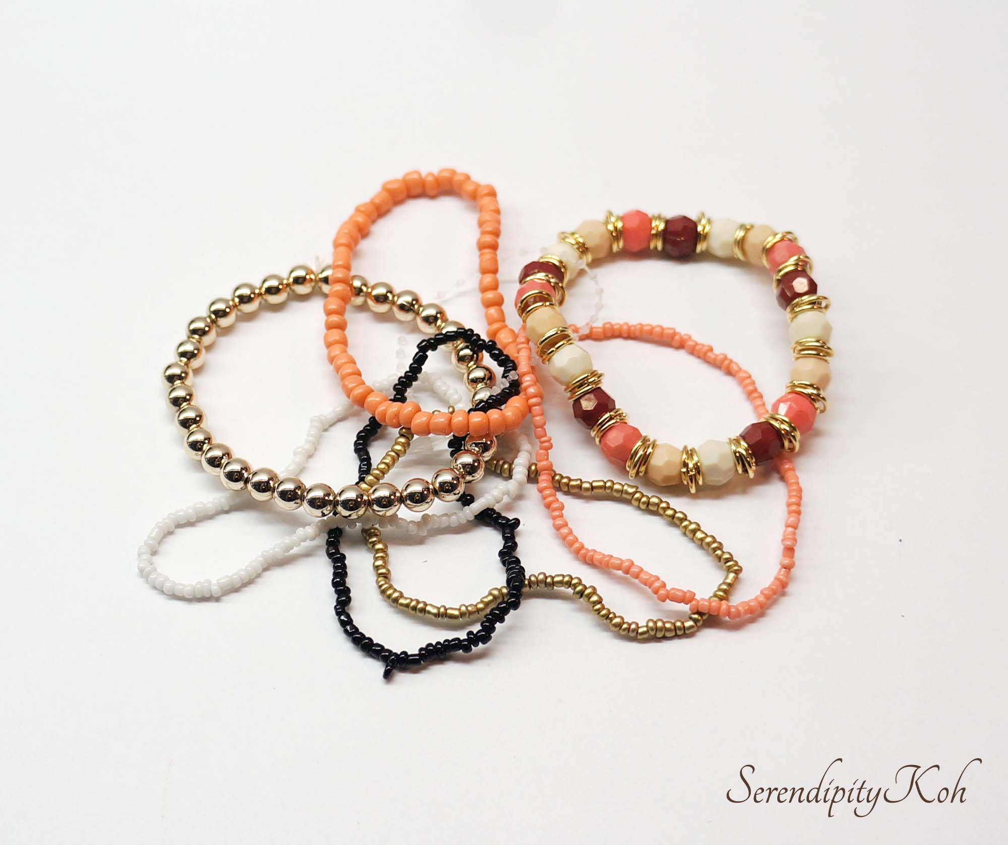 Mix Color Beads Multilayerd Bracelet Pink Tone on Luulla